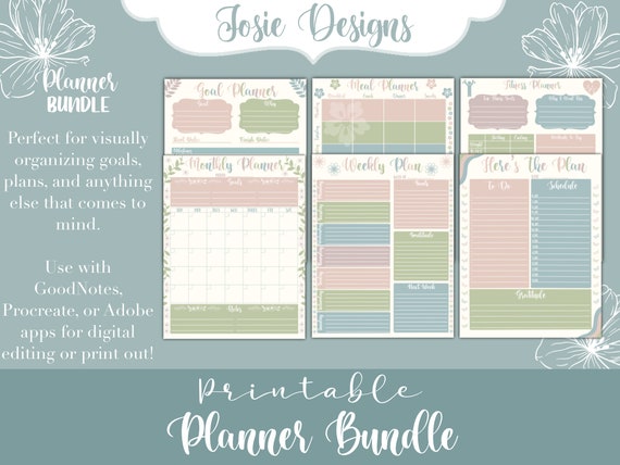 Printable/ Digital Planner Bundle Productivity Calendar - Etsy