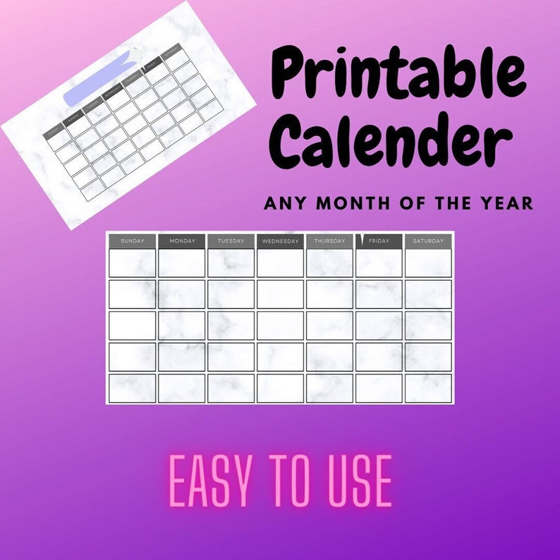 Printable Calender - Etsy