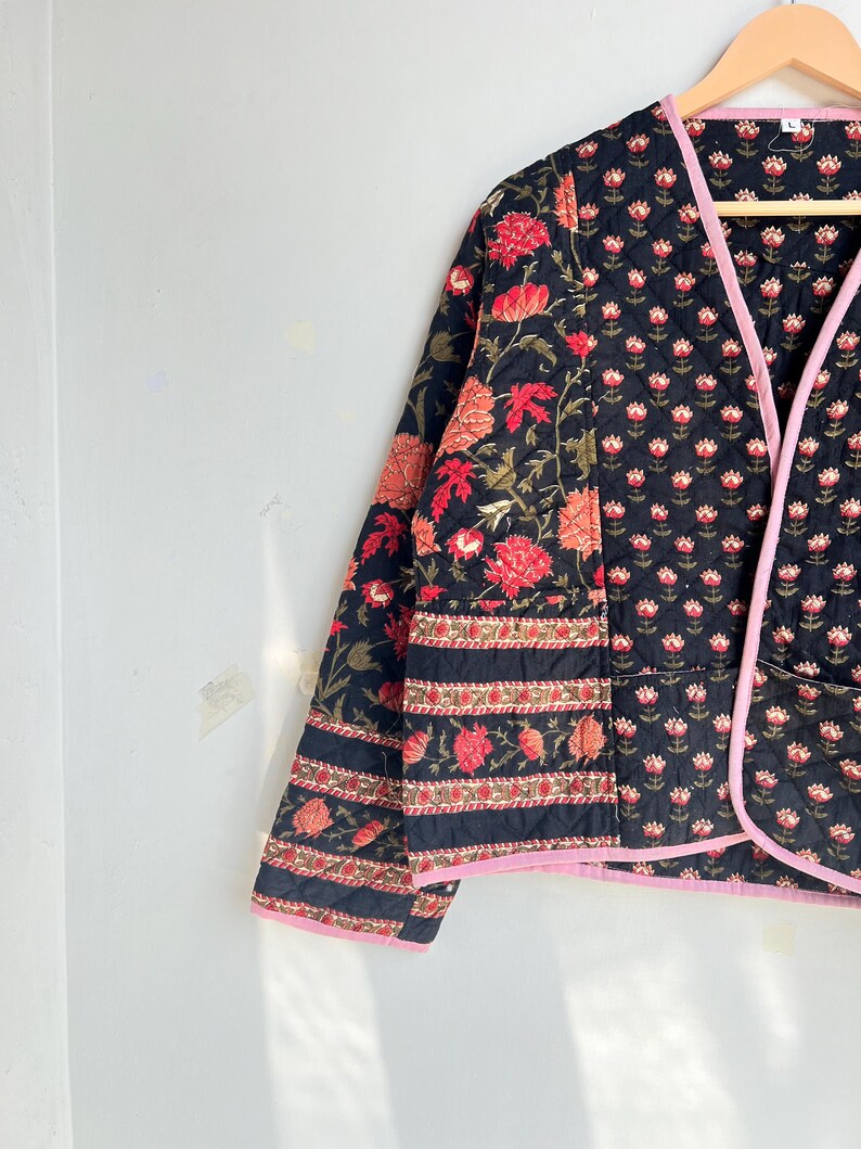 Cotton Block Print Jacket for Women | Handmade Quilted Cotton Coat ...