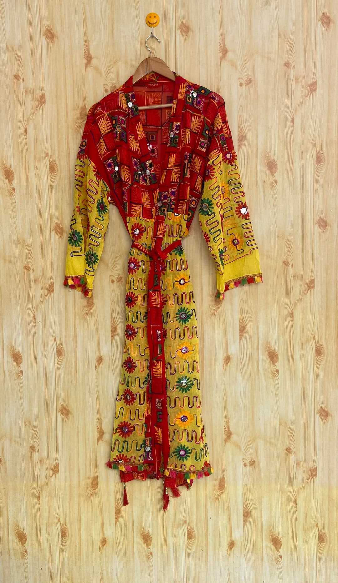 Bohemian Phulkari Kimono Robe, Mirror Thread Work Kimono, Beautiful ...