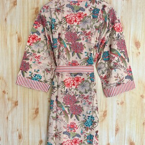 Cotton Kimono Robe Dressing Gown, Block Print Bridesmaid Robe, Summer ...