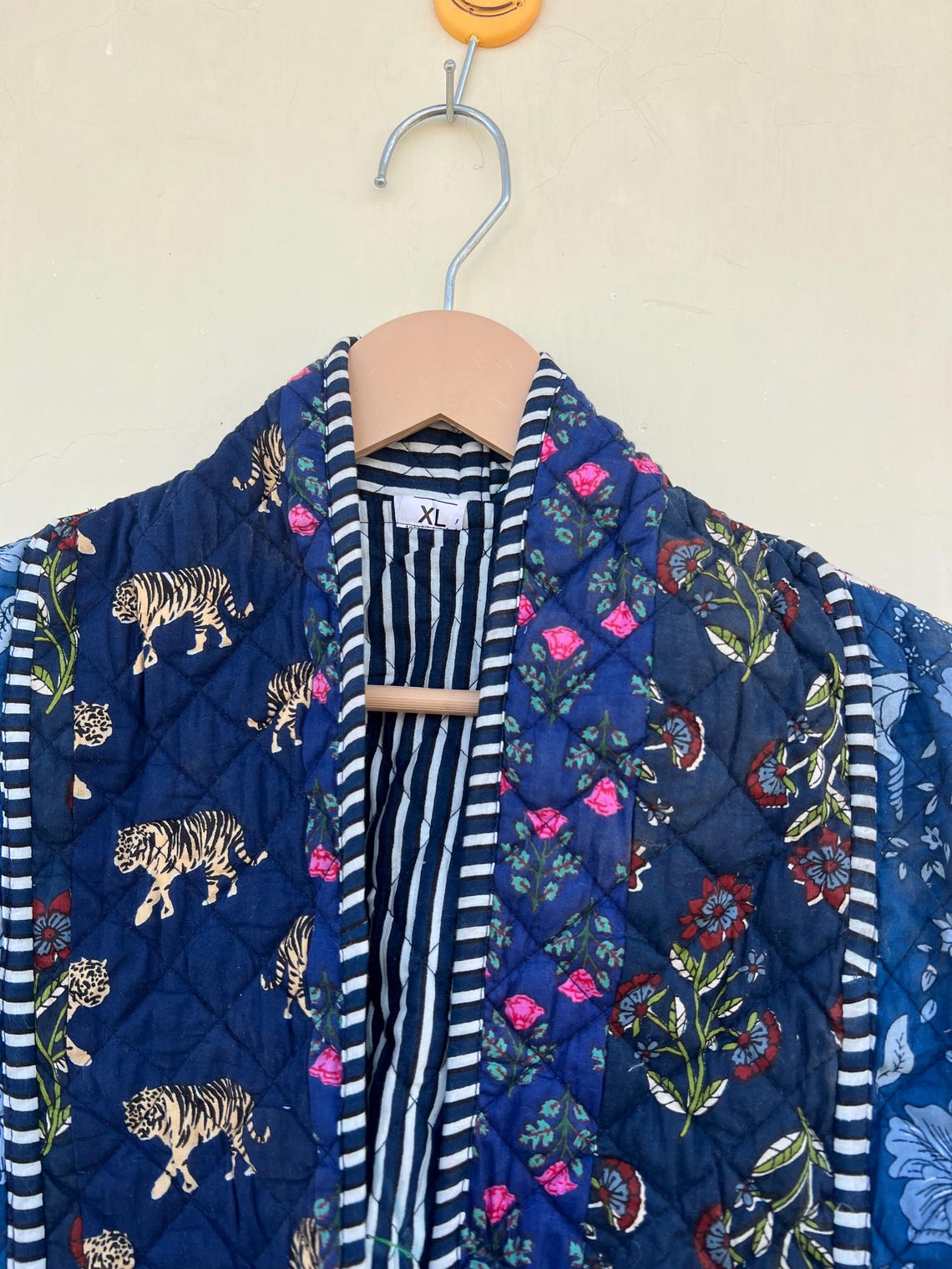 Hand Block Print Kantha Quilted Jacket: Floral Cotton Boho Coat - Etsy