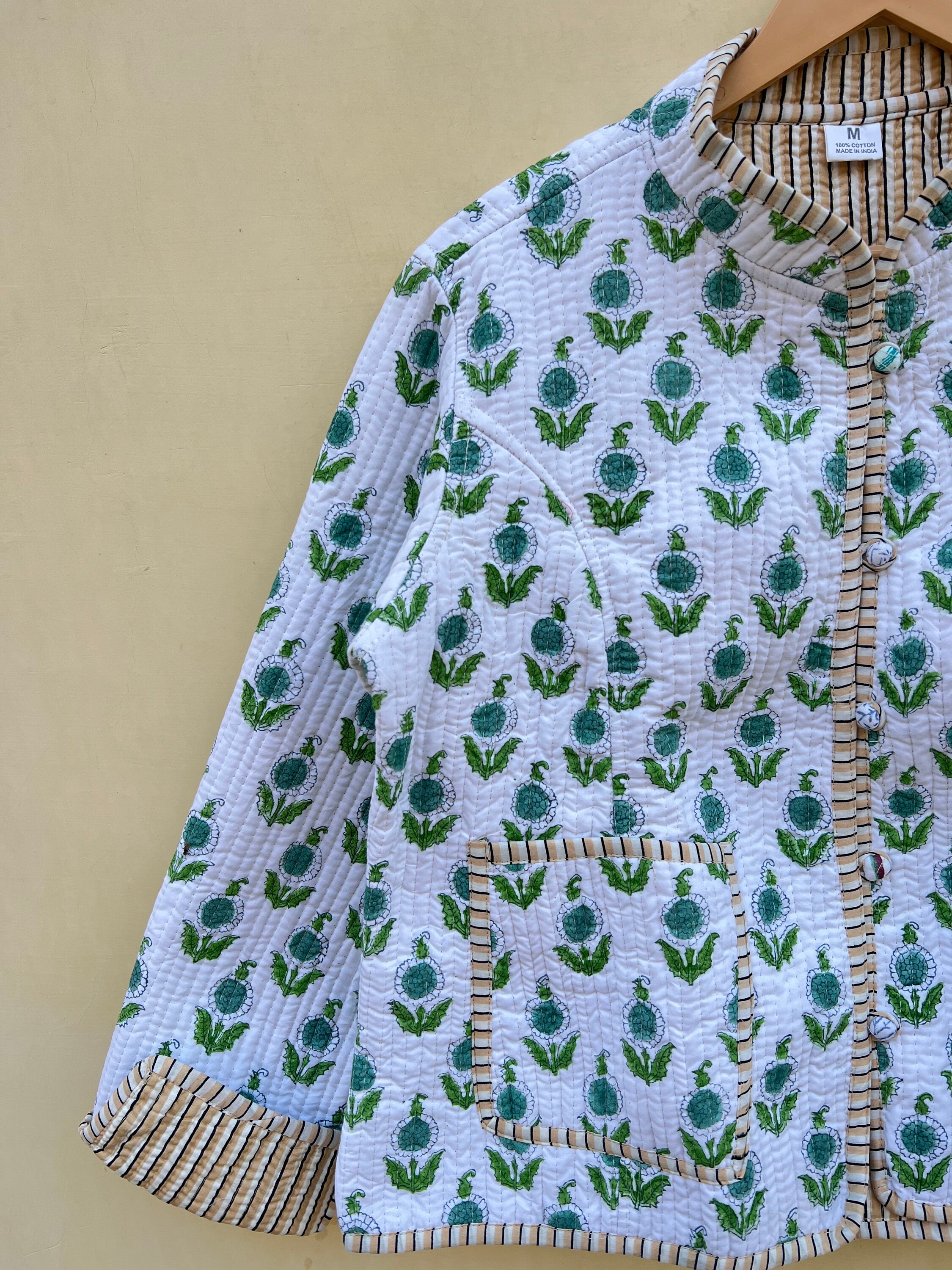 Reversible Block Print Cotton Quilted Jacket: Boho Short Coat - Etsy