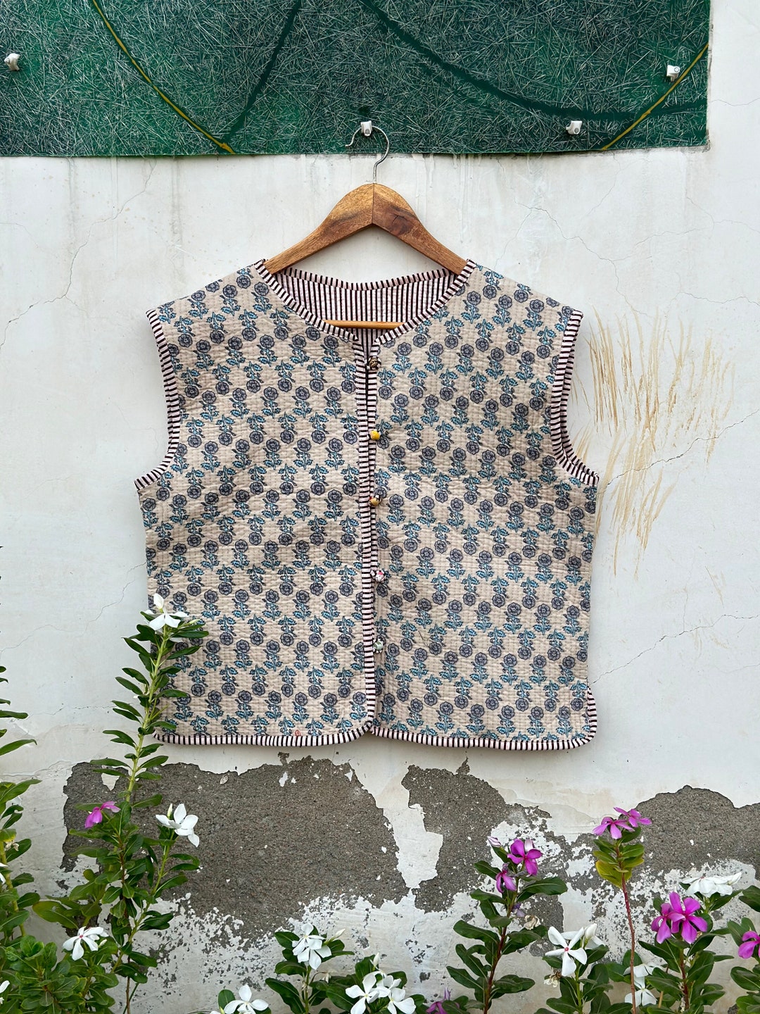 Cotton Patchwork Sleevless Jackets, Indian Cotton Handmade Winter ...