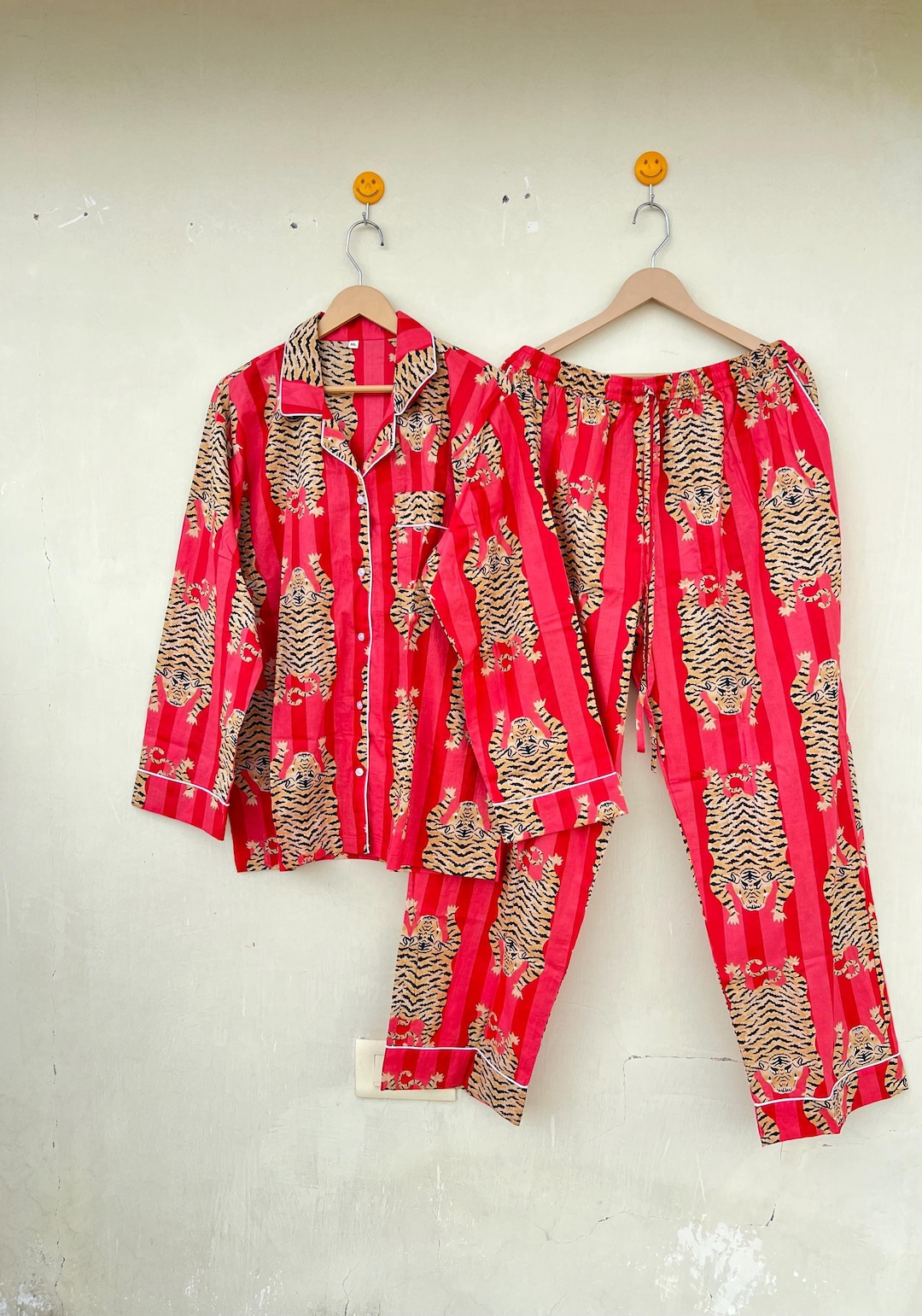 Tiger Print Cotton Pajama Set: Summer Loungewear - Etsy