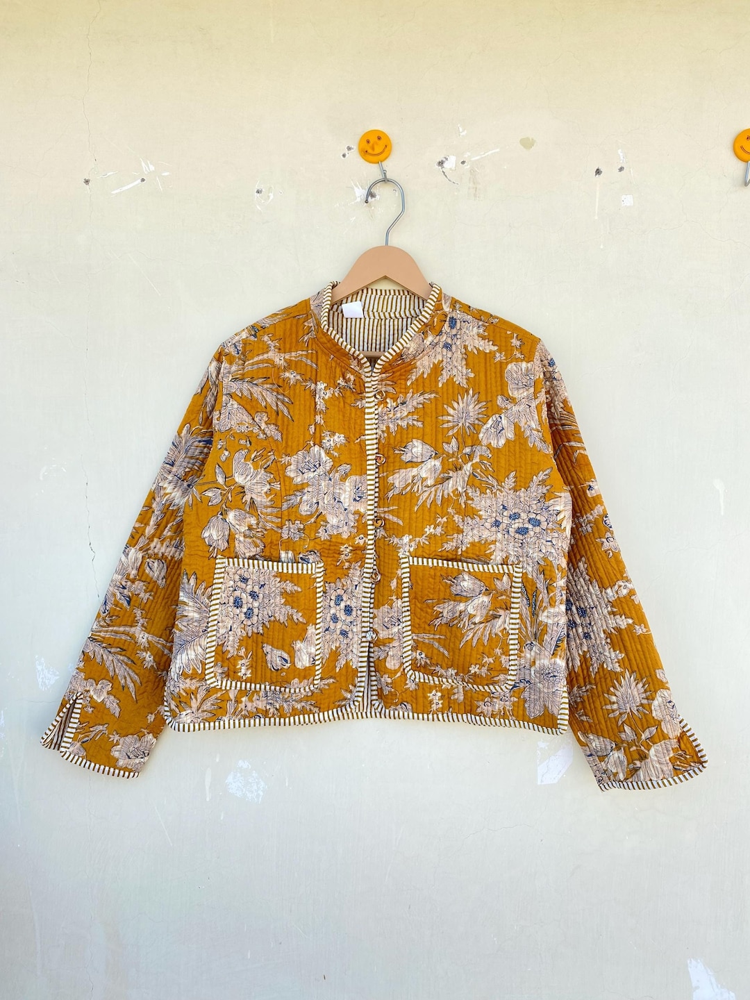 Handmade Block Print Cotton Jacket: Bohemian Reversible Quilted Coat - Etsy