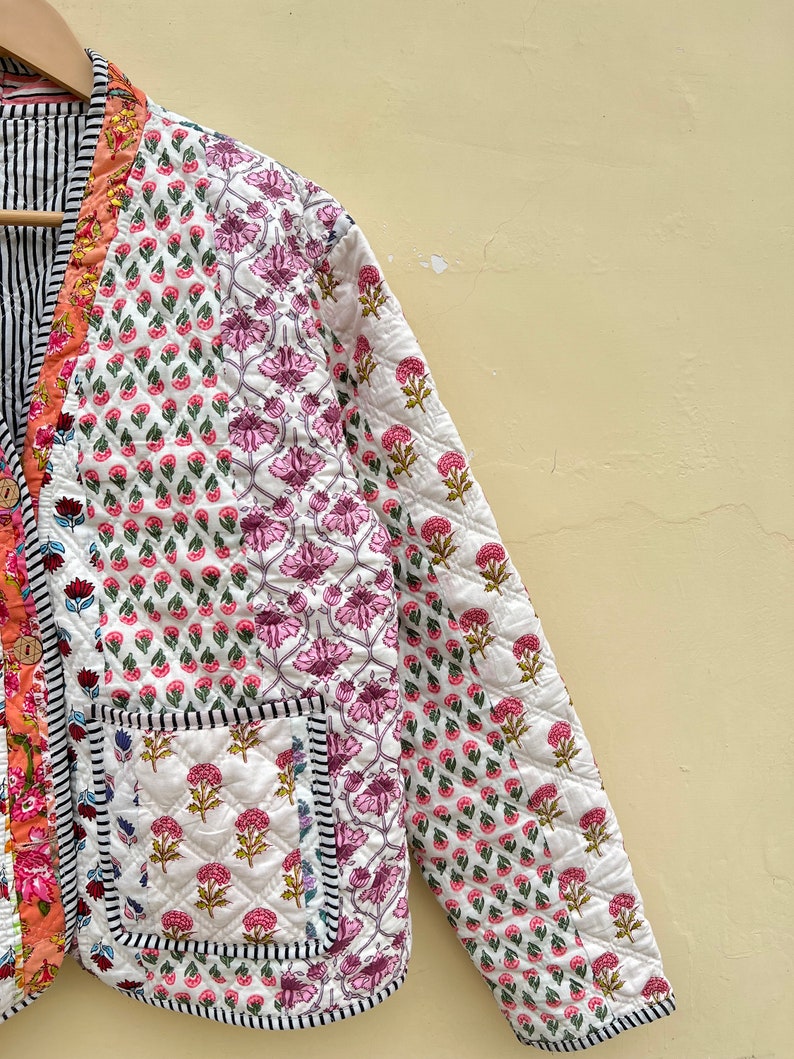 White Printed Burfi Quilted Vintage Jacket Boho Short Coat , Kimono ...
