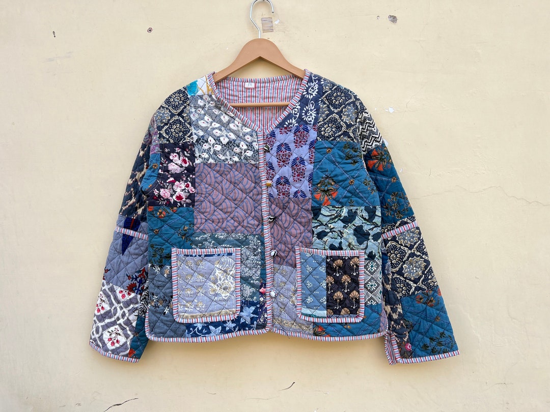Handmade Patchwork Jacket, Hand Stitched Cotton Patchwork Jacket ...