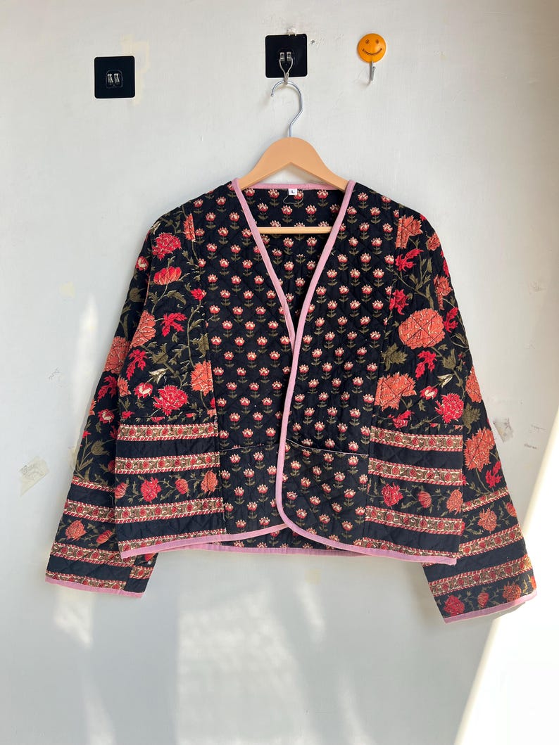 Cotton Block Print Jacket for Women | Handmade Quilted Cotton Coat ...