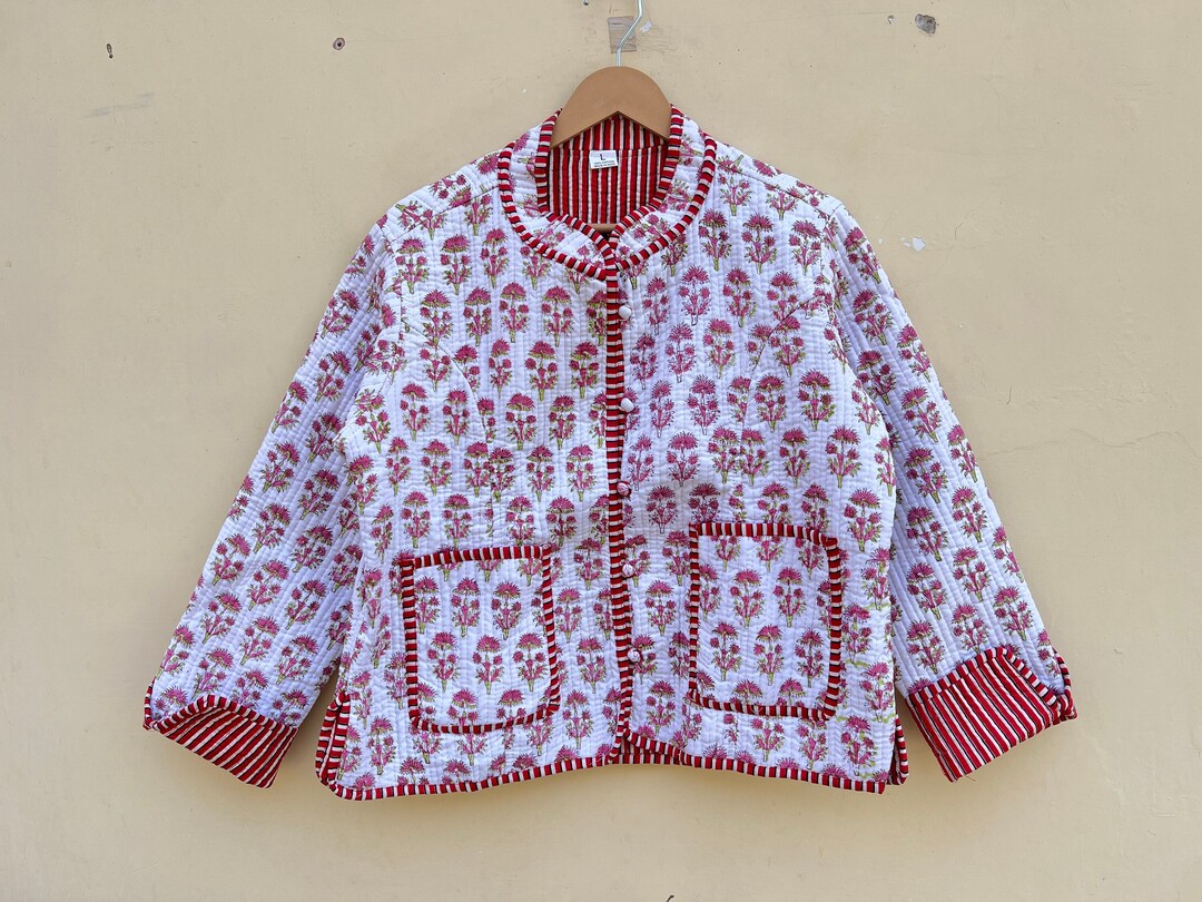 New Style Cotton Jacket, Quilted Cotton Jacket, Collar Jacket, Block Print Jacket, Reversible ...