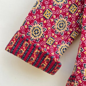 New Red Block Print Long Jackets Boho Coat Reversable Winter Coat ...