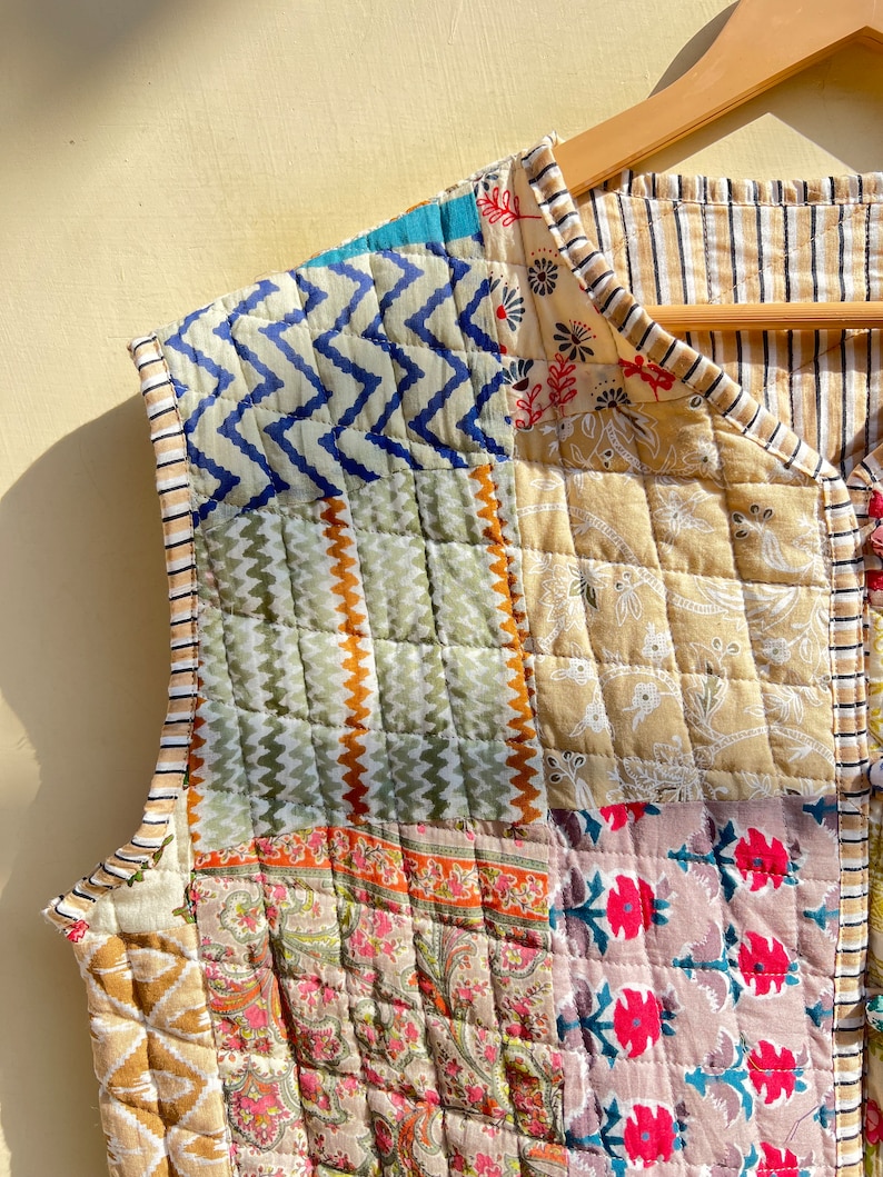 Handmade Patchwork Quilted Vest: Sleeveless Boho Jacket - Etsy