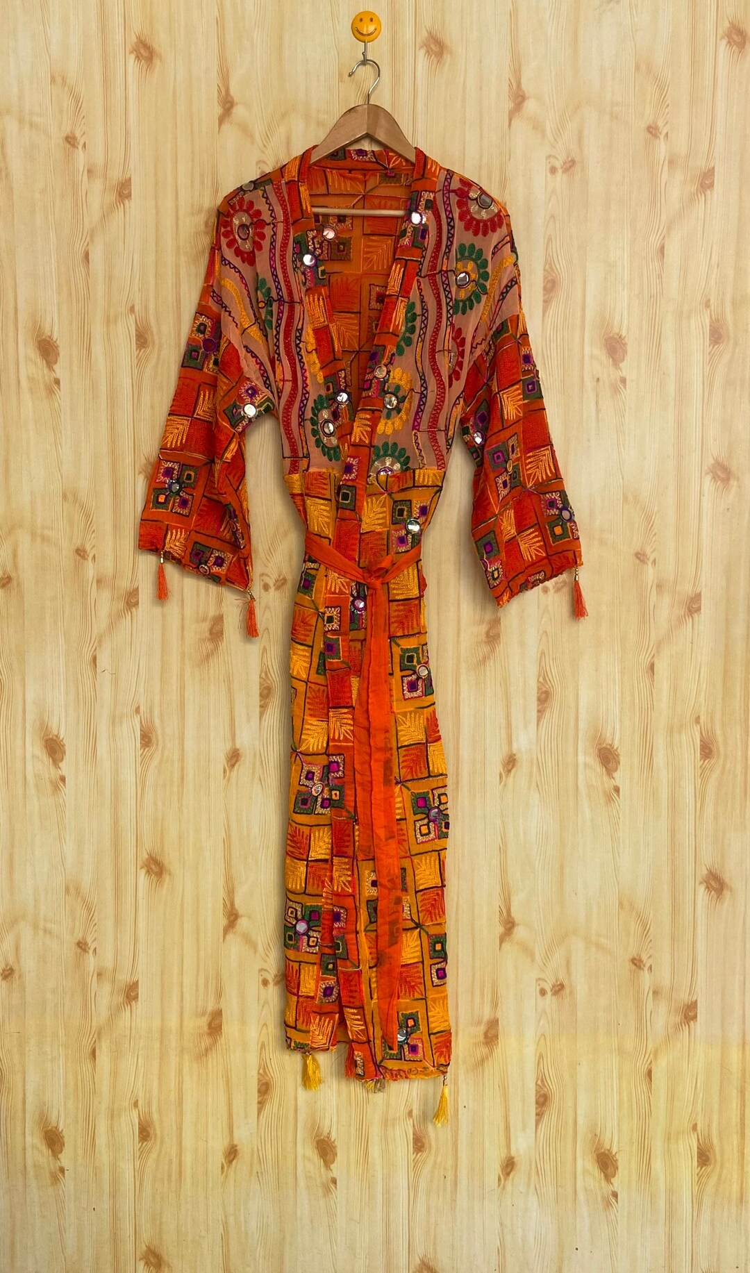 Embroidery Kimono Robe, Unique Colour & Design Kimono, Phulkari Kimono ...