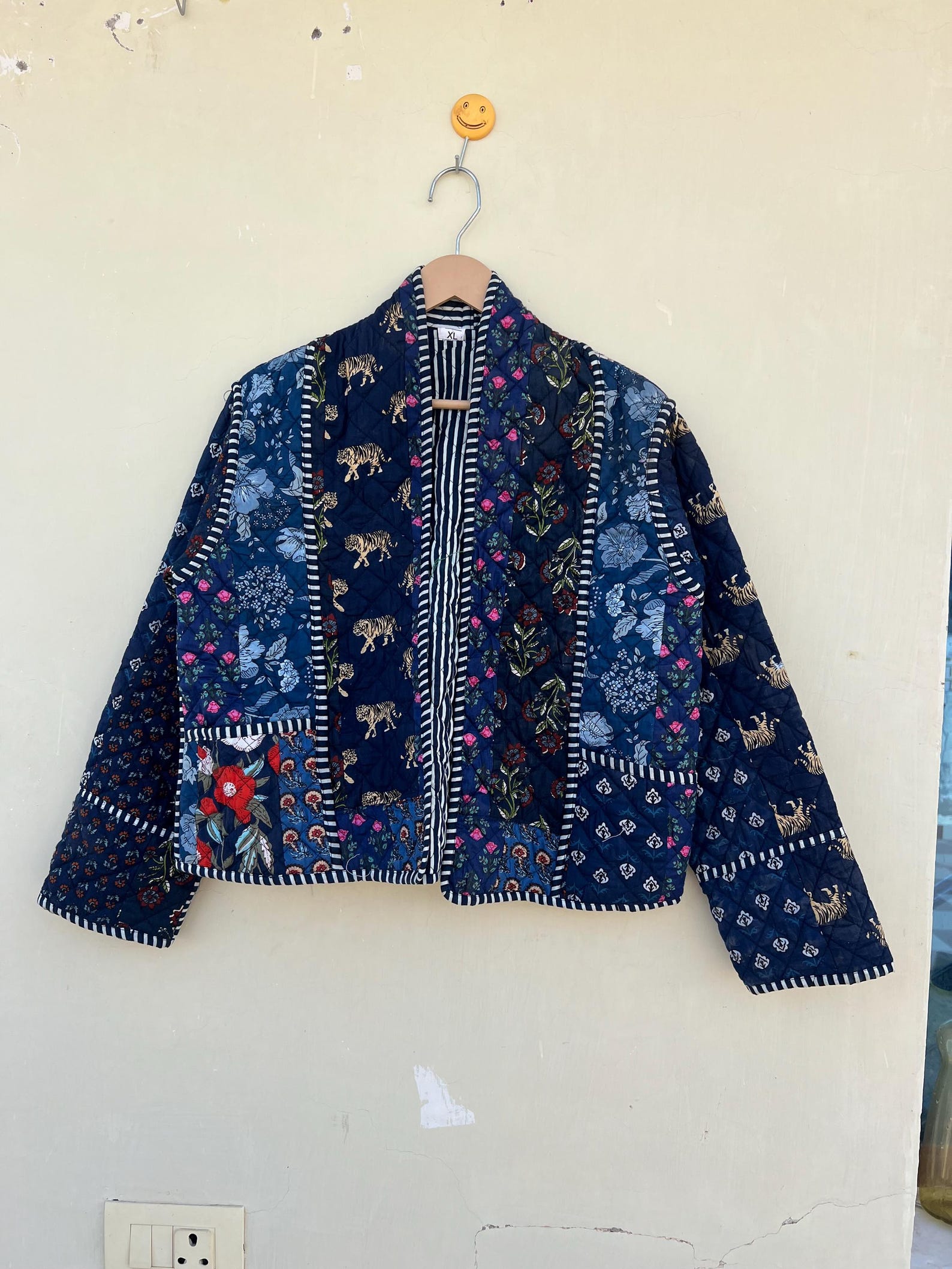 Hand Block Print Kantha Quilted Jacket: Floral Cotton Boho Coat - Etsy