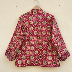 Reversible Cotton Jacket: Red Boho Patchwork Coat, Indian Handmade - Etsy