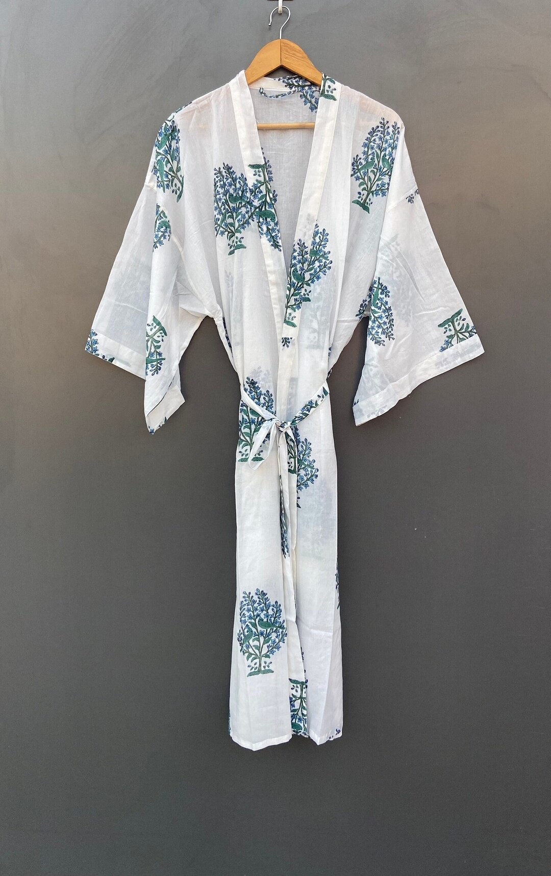 Cotton Vintage Floral Kimono Boho Kimono With Sleevesummer - Etsy