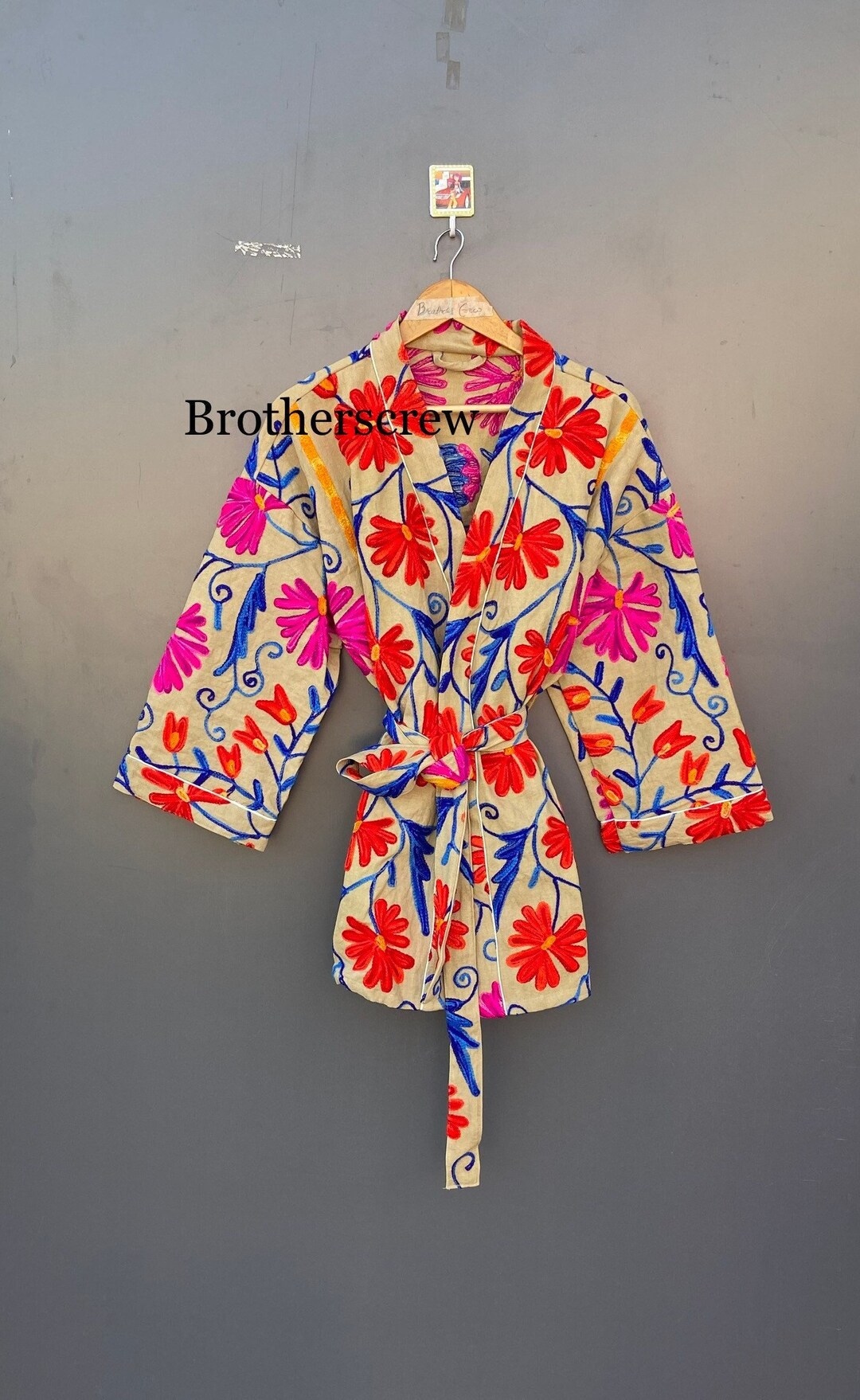 Hand Embroidered Suzani Jacket: Cotton Kantha Quilt, Plus Size - Etsy