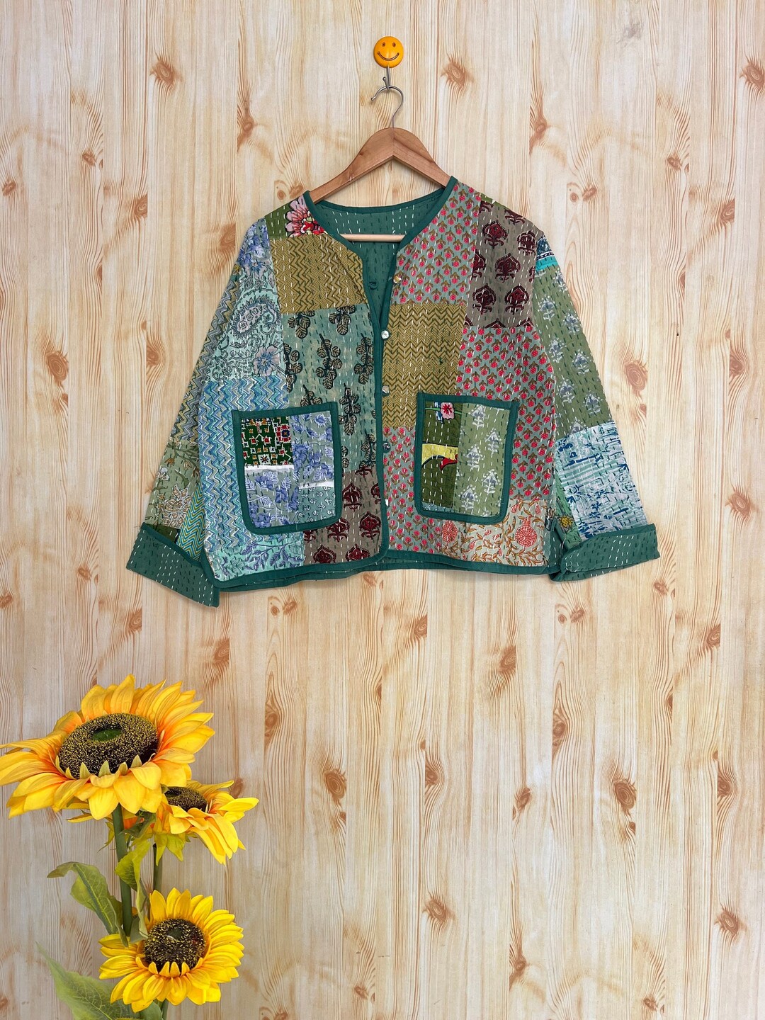 Cotton Hand Made Kantha Jacket Quilted Jacket Handmade Vintage Quilted ...