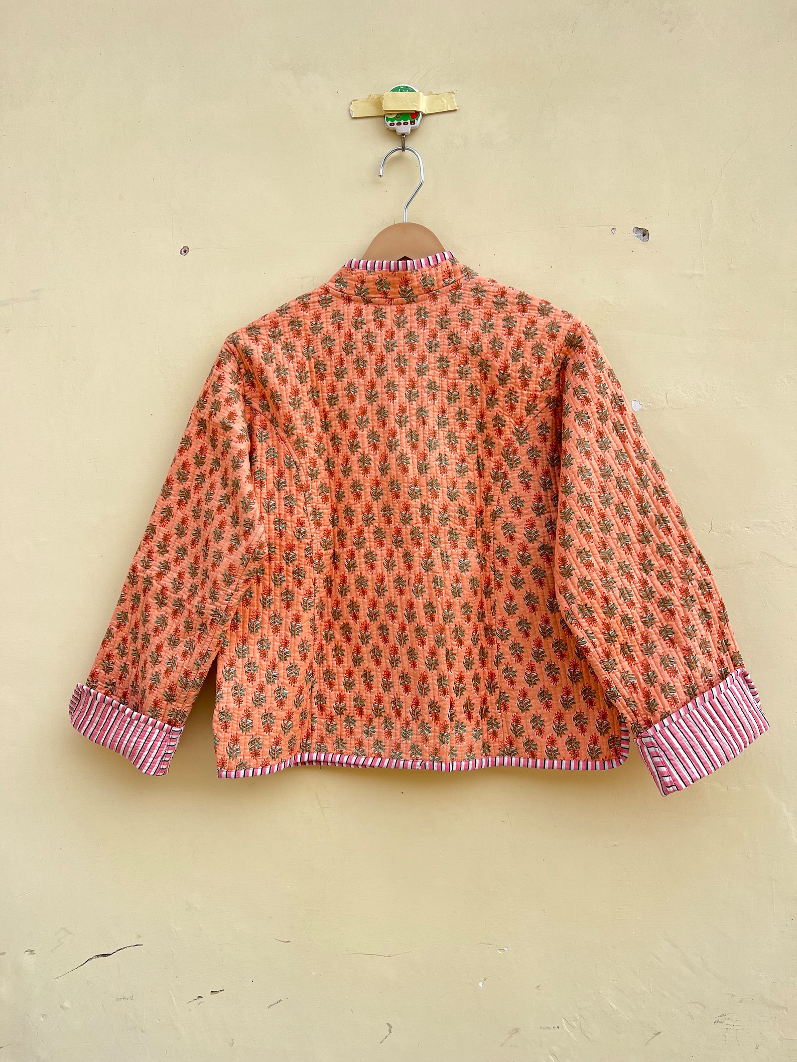 Orange Block Print Quilted Cotton Jacket: Reversible Short Coat - Etsy