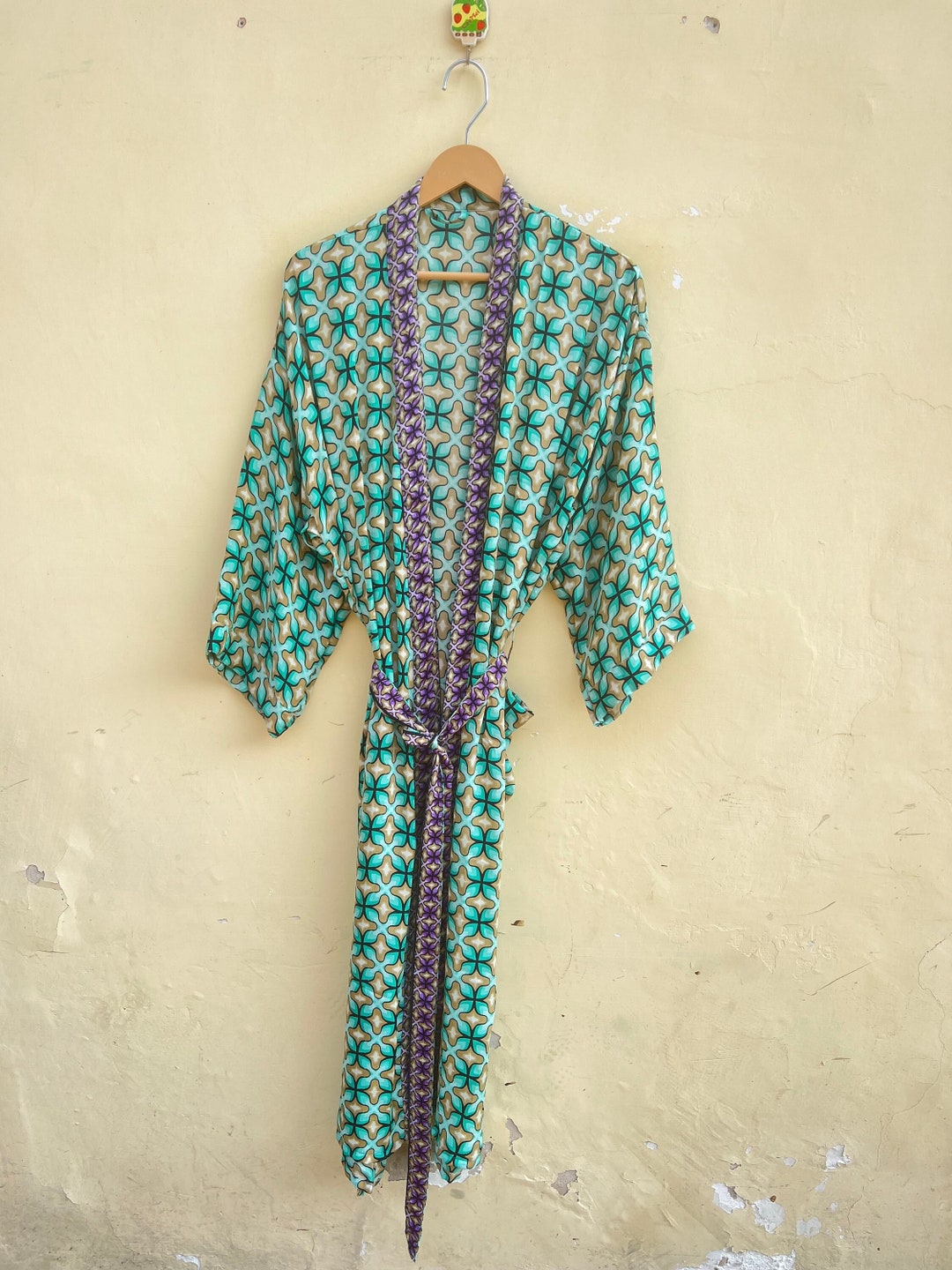 Sky Blue Silk Kimono Robe Long Satin Robe Kimono Robe - Etsy