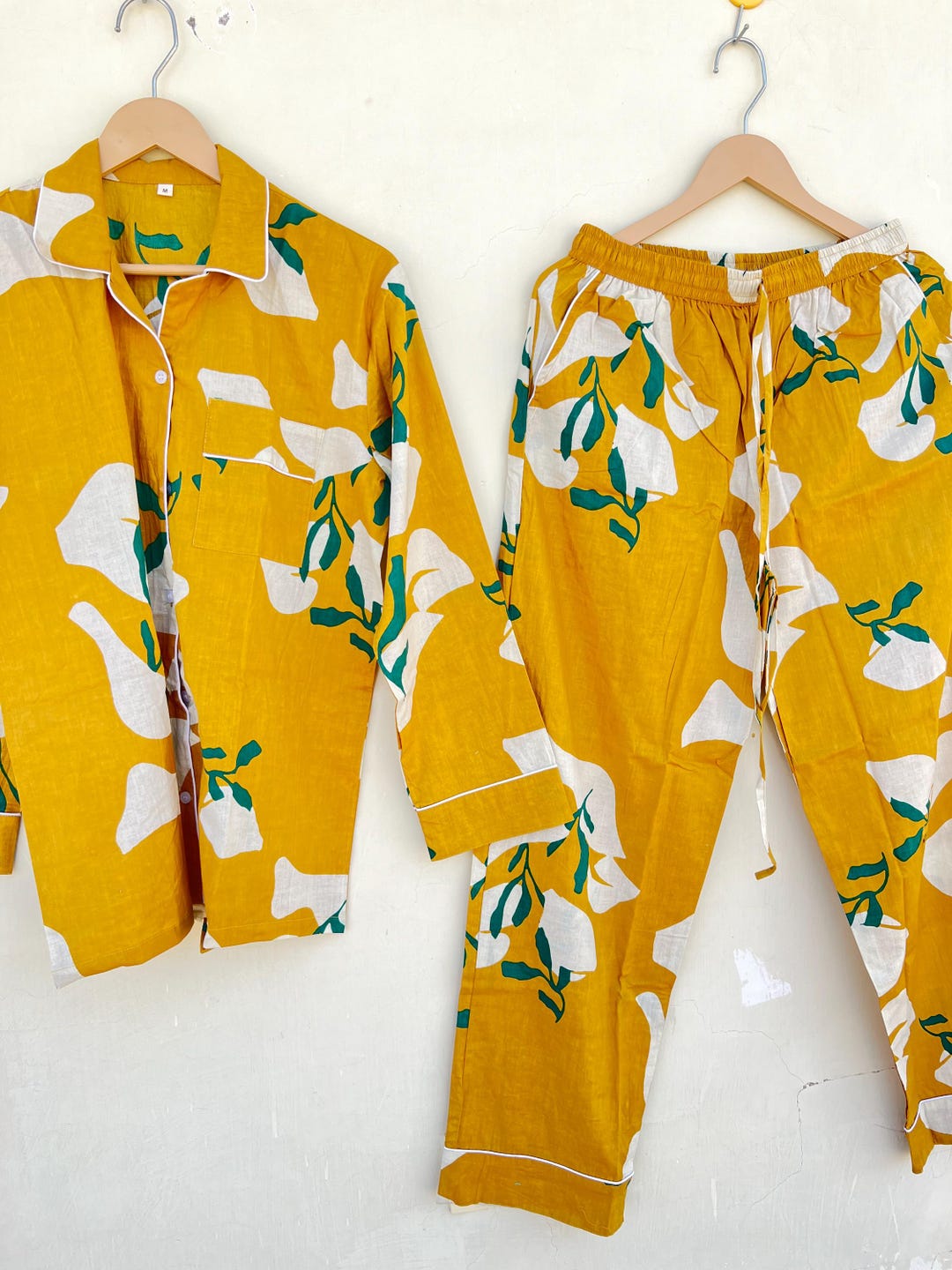Hand Block Print Cotton Pajama Set: Floral Loungewear, Made in India - Etsy