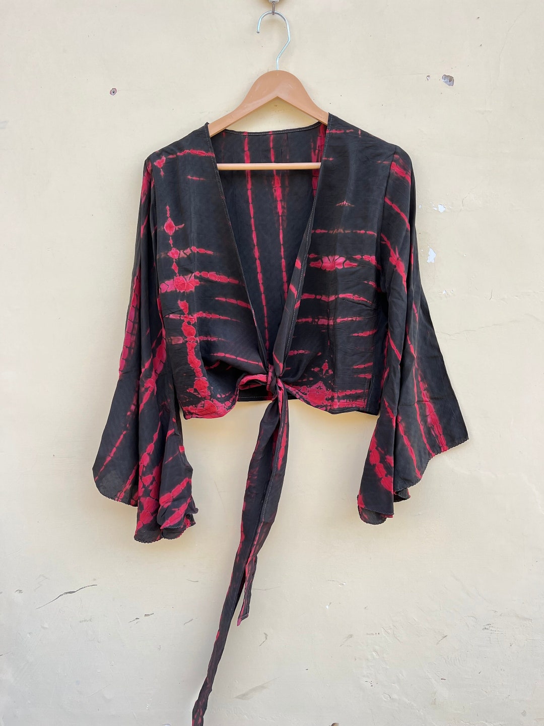 Indian Handmade Vintage Silk Tye Dye Crop , Boho Style Silk Crop Top ...