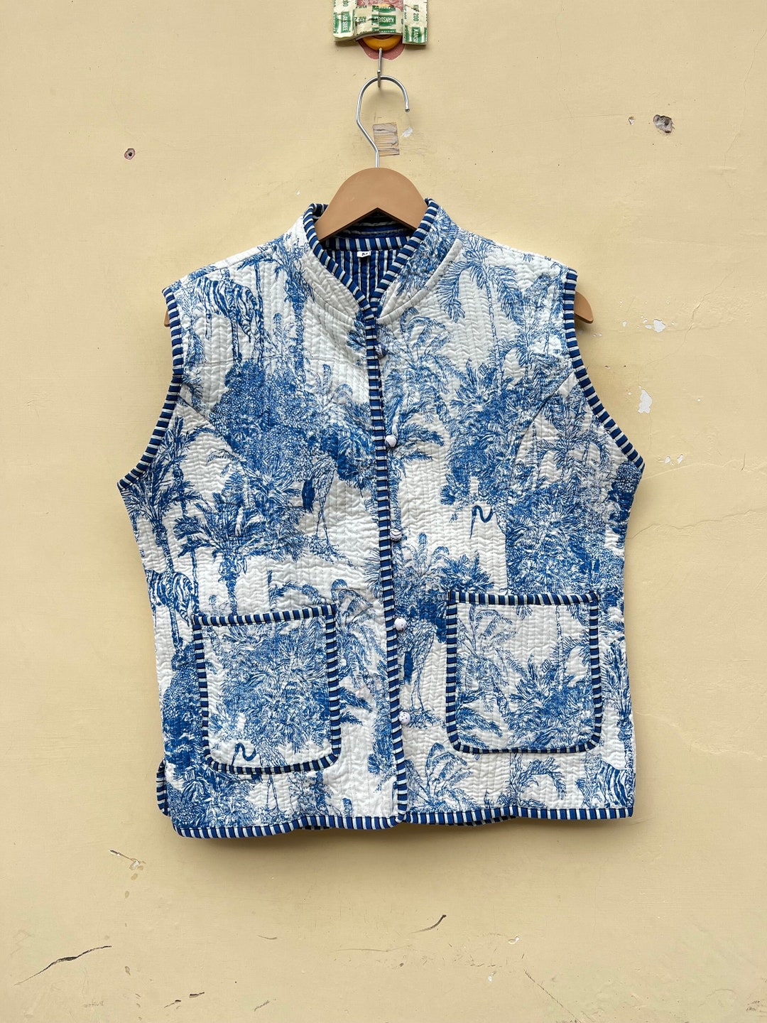 Indian Cotton Nehru Style West Coat With Two Pockets Reversable Cotton ...