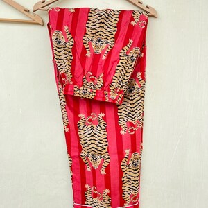 Tiger Print Cotton Pajama Set: Summer Loungewear - Etsy