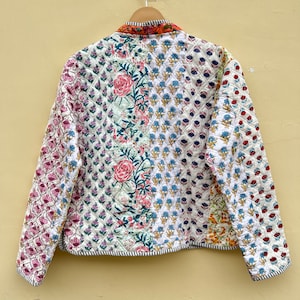 White Printed Burfi Quilted Vintage Jacket Boho Short Coat , Kimono ...