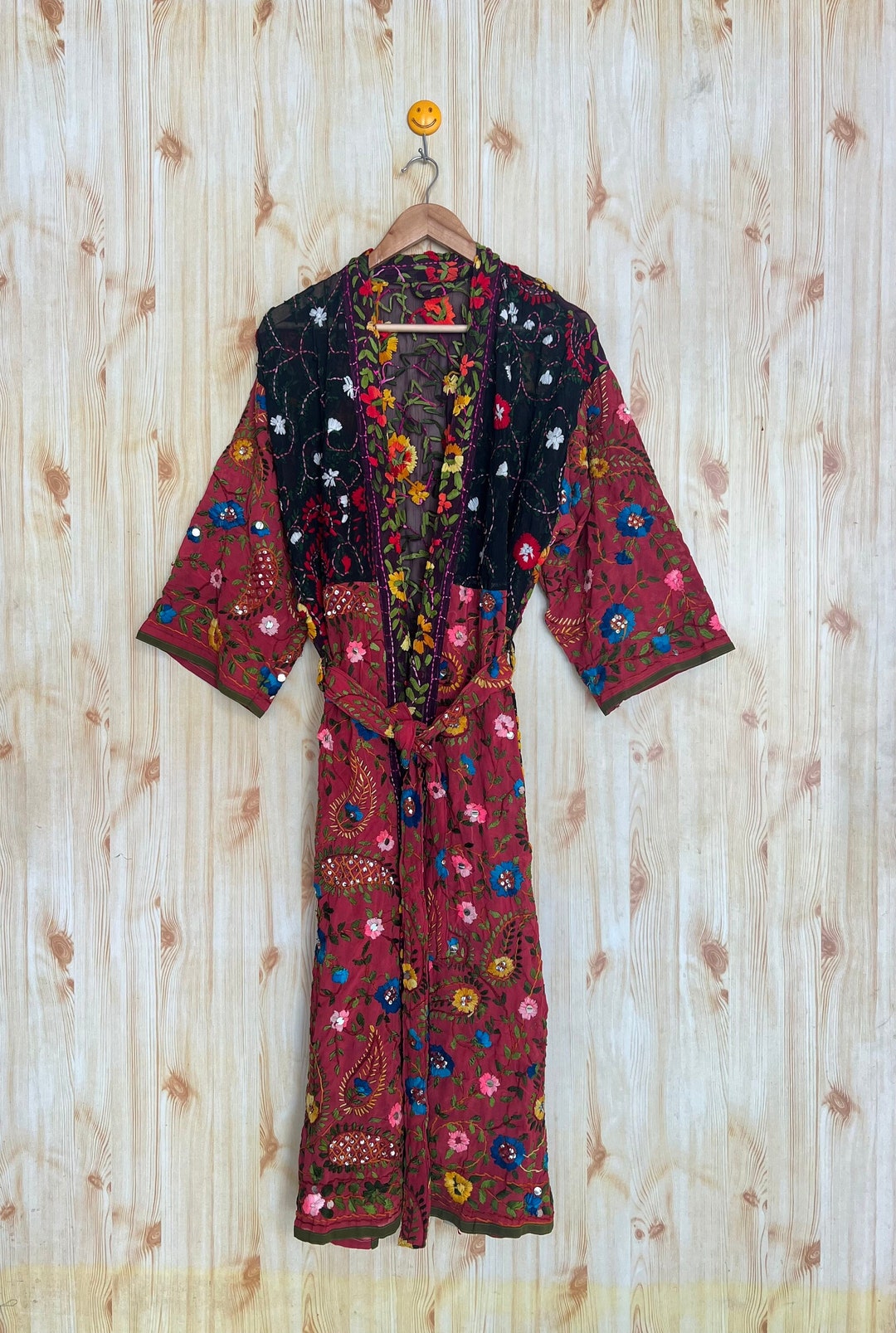 Multicolour Fulkari Kimono Hand Embroidered Phulakari Robe Colourful ...