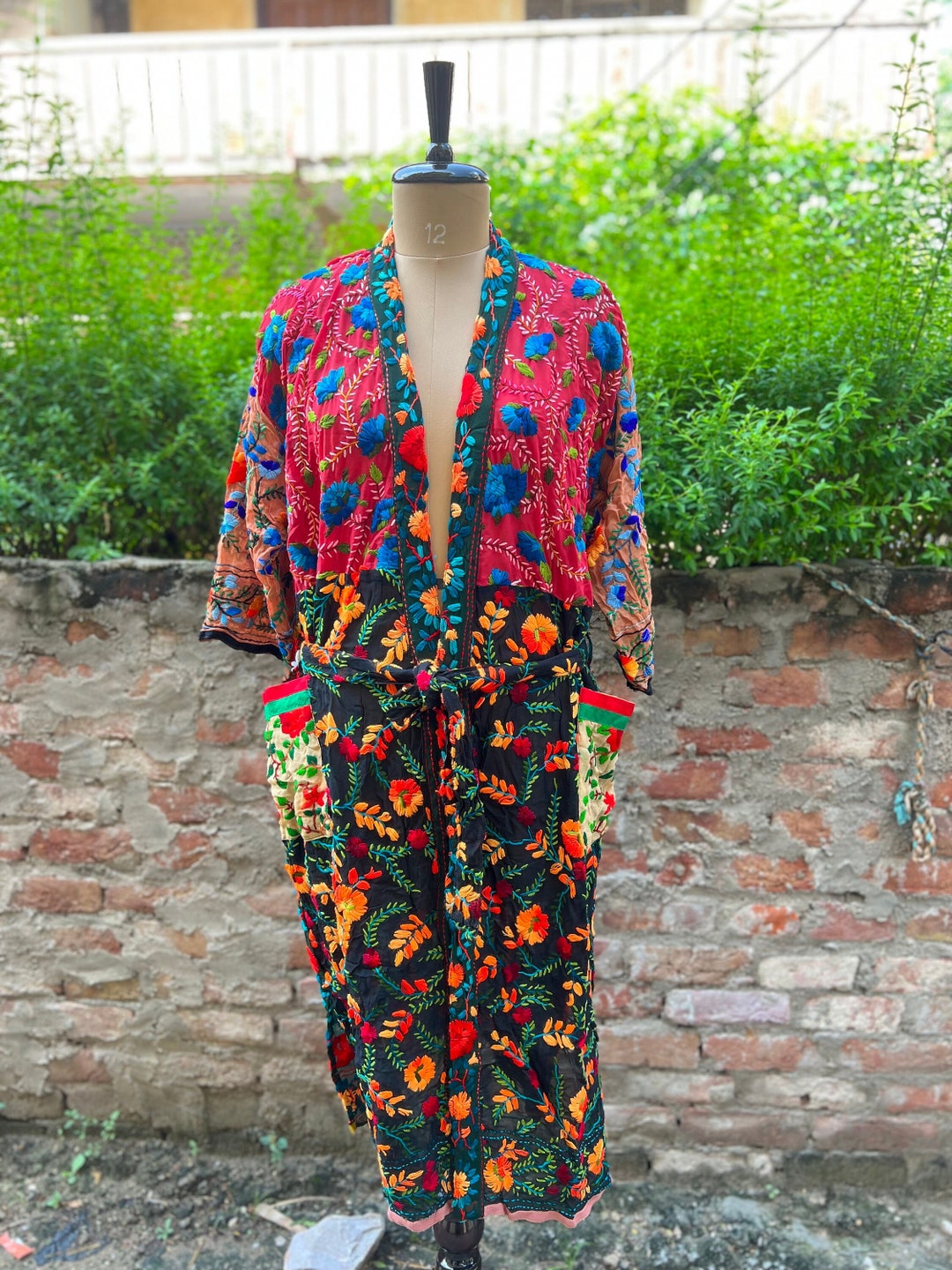 Festival Clothing, Hand Embroidery Kimono Robe, Thread Work Kimono ...