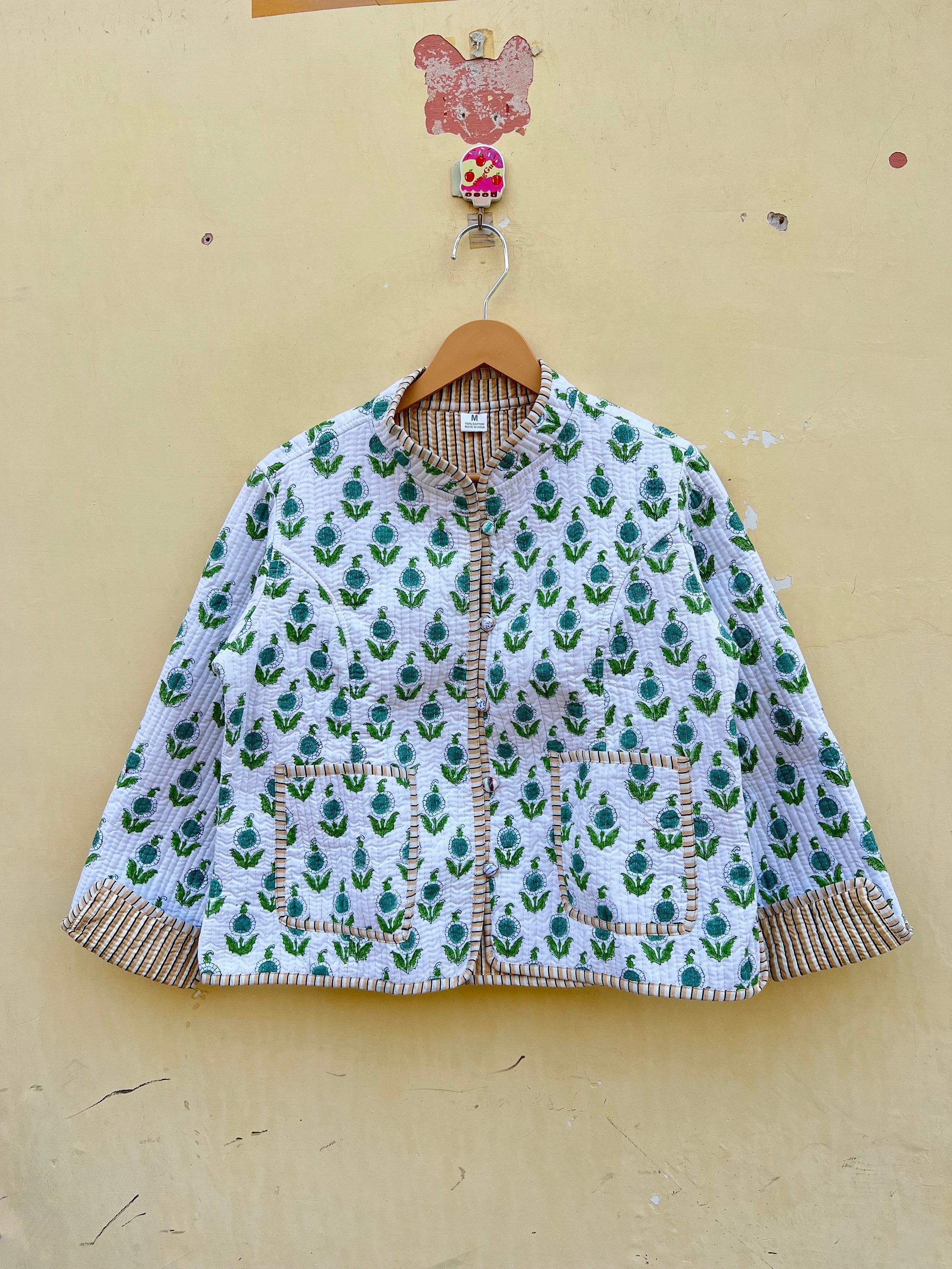 Reversible Block Print Cotton Quilted Jacket: Boho Short Coat - Etsy