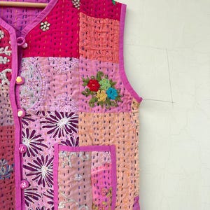 Sleeveless Cotton Kantha Coat Women Wear Indian Handmade Patchwork Coat ...