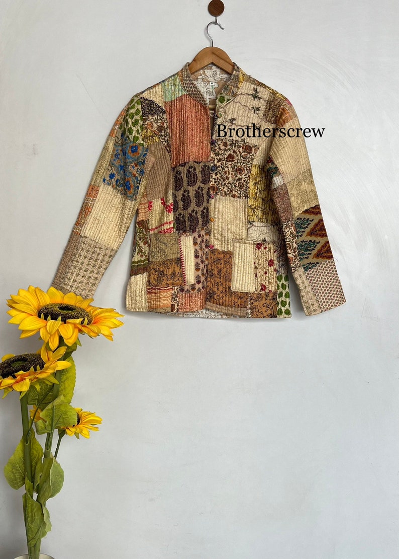 Handmade Patchwork Sari Jacket: Reversible Indian Cotton Coat - Etsy