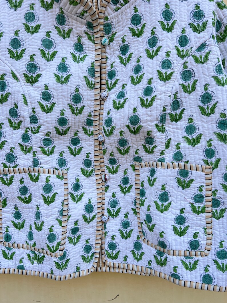Reversible Block Print Cotton Quilted Jacket: Boho Short Coat - Etsy