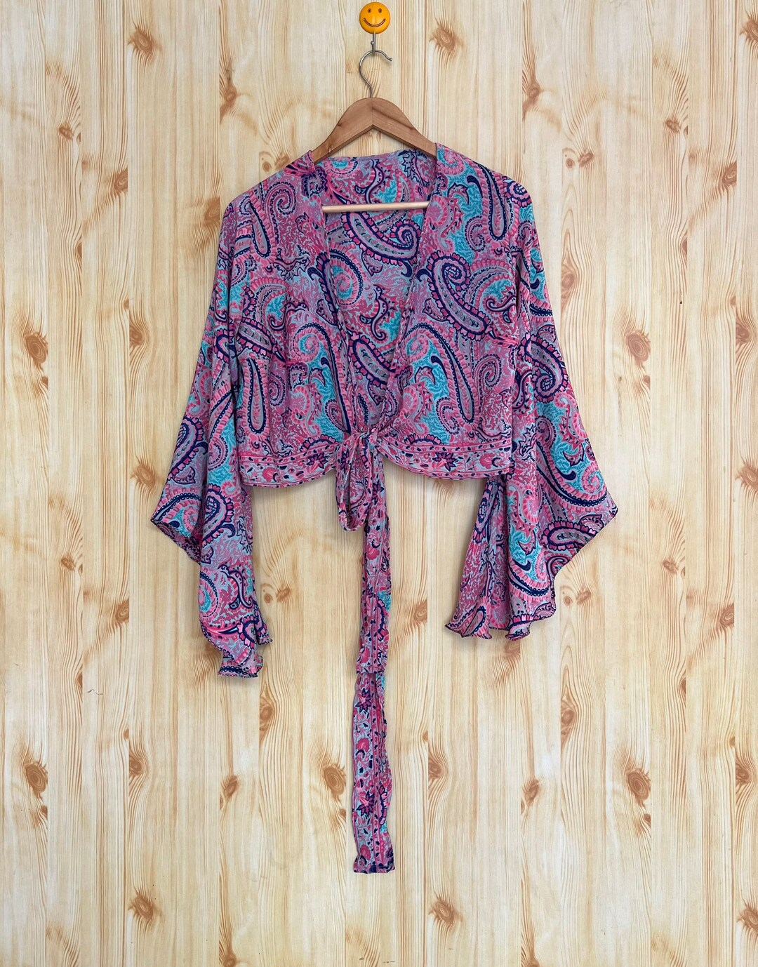 Summer Wear Silk Crop Top, Crop Top With Bell Sleeves, Women's Fashion ...