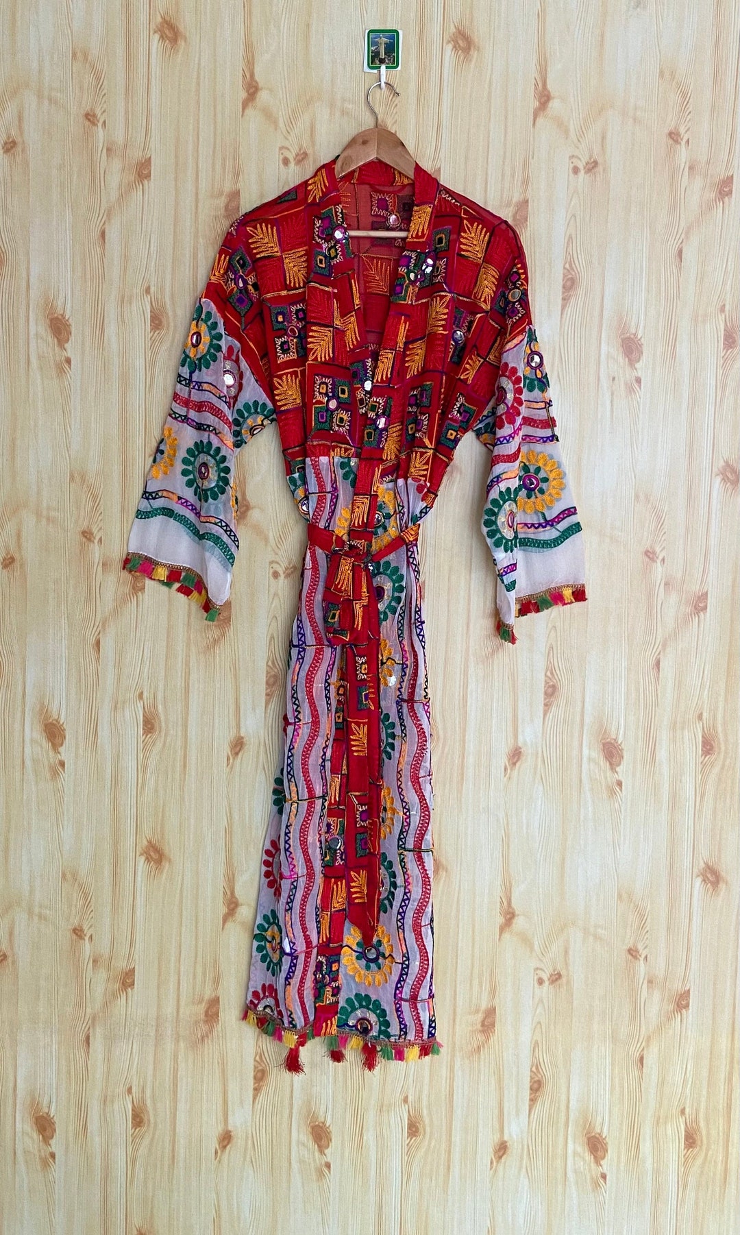Pure Cotton Mirror Work Kimono for Women's, Hand Embroidery Cotton ...