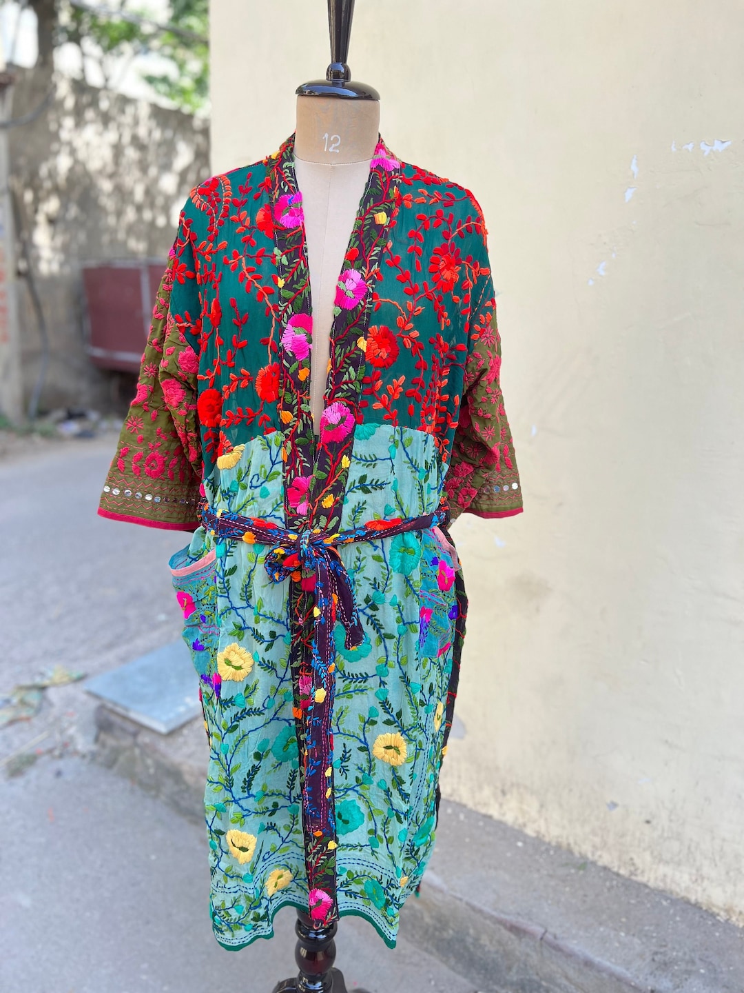 Hand Embroidered Phulakari Robe Colourful Thread Work Boho Fashion ...