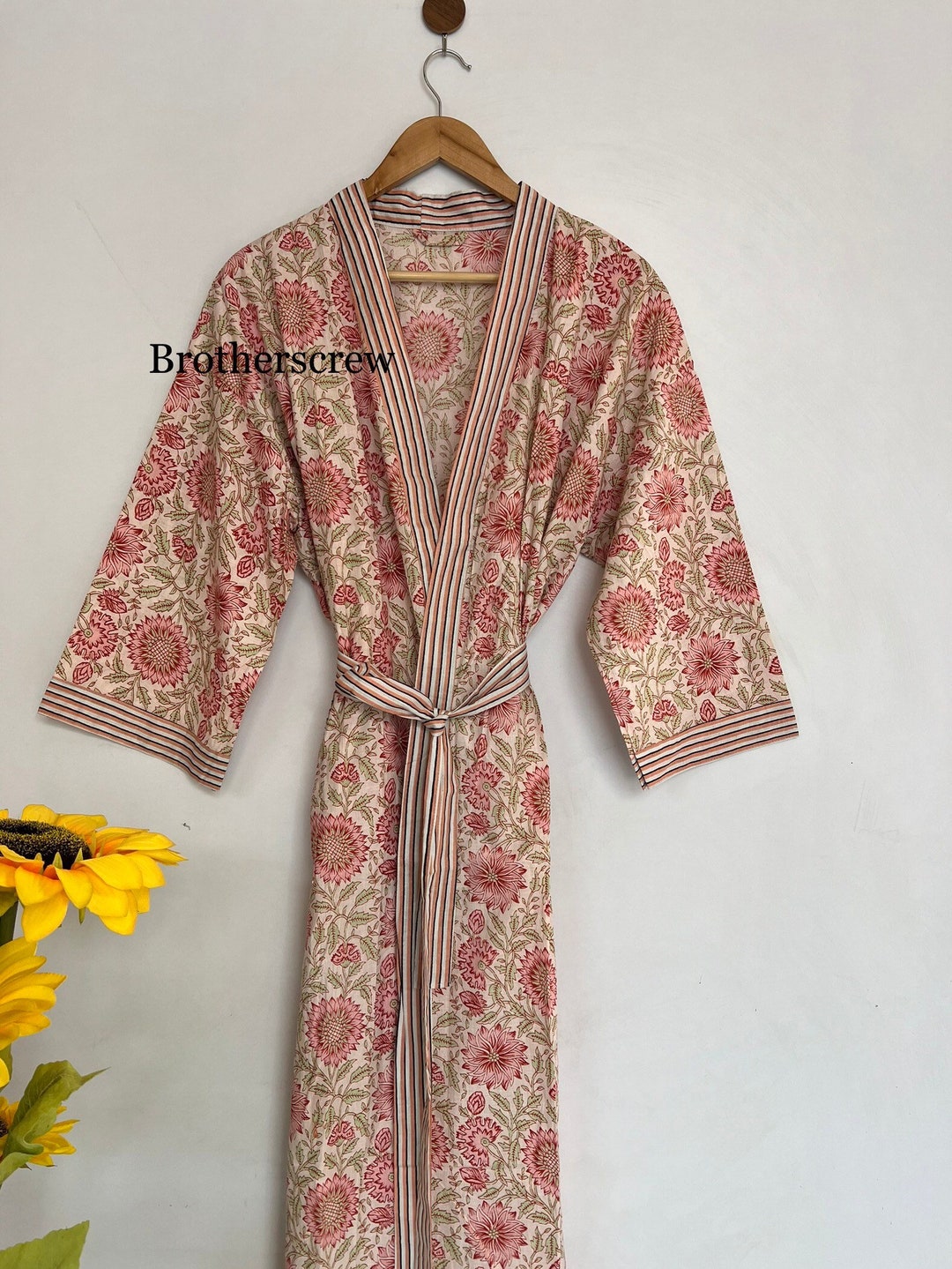Kimono Robe, Dressing Gown, Vintage Style, 100% Cotton Kimono Robes ...
