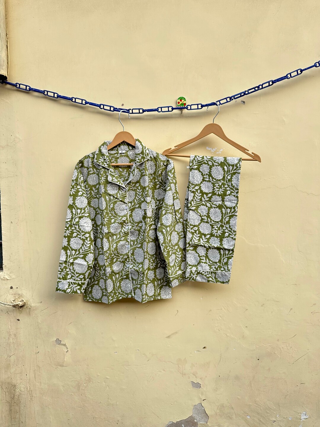 Indian PJ Set,100% Cotton Block Print Pajama Set, Night Wear ...