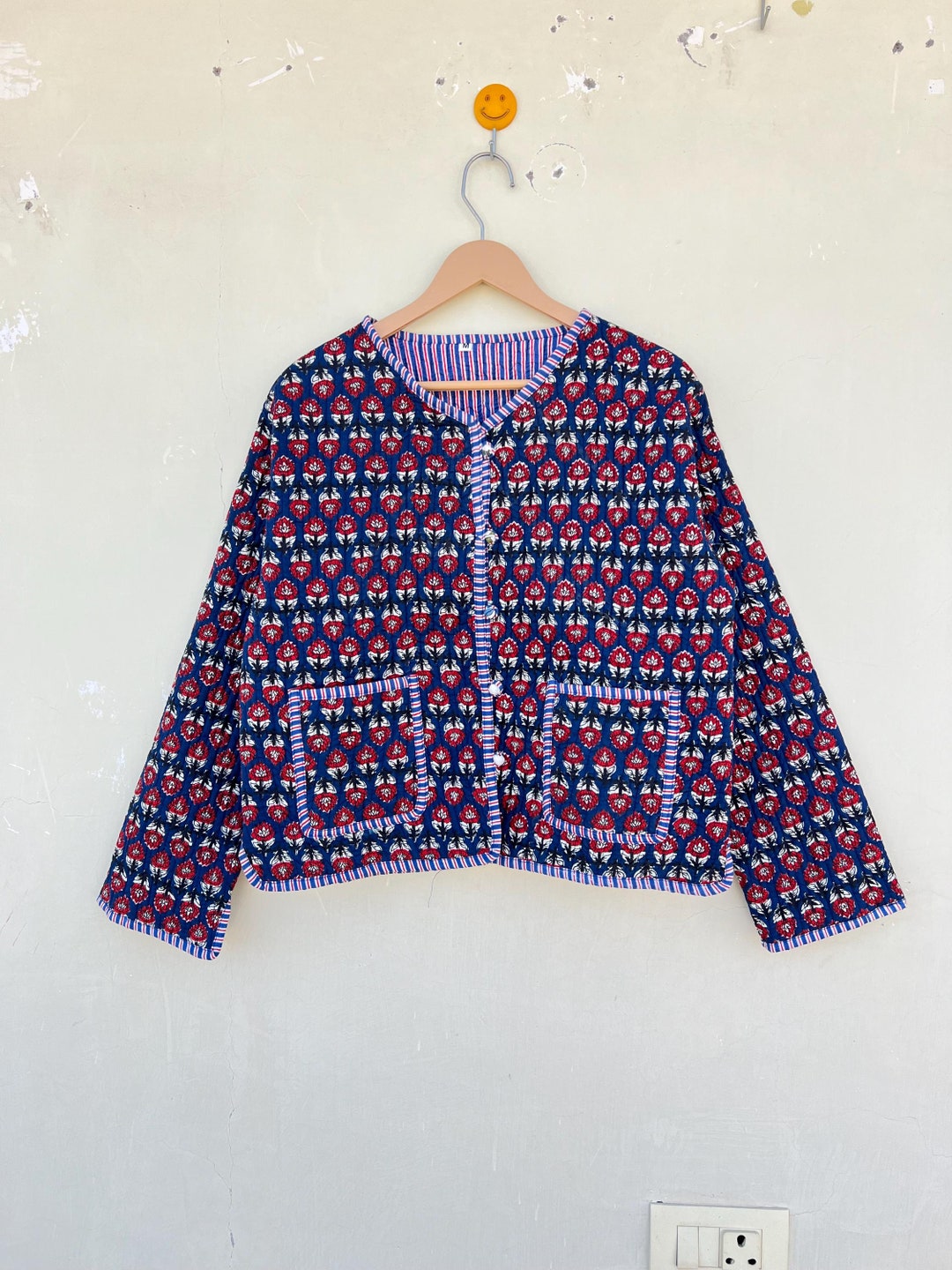 Handmade Cotton Block Print Quilted Jacket: Bohemian Winter Wear - Etsy