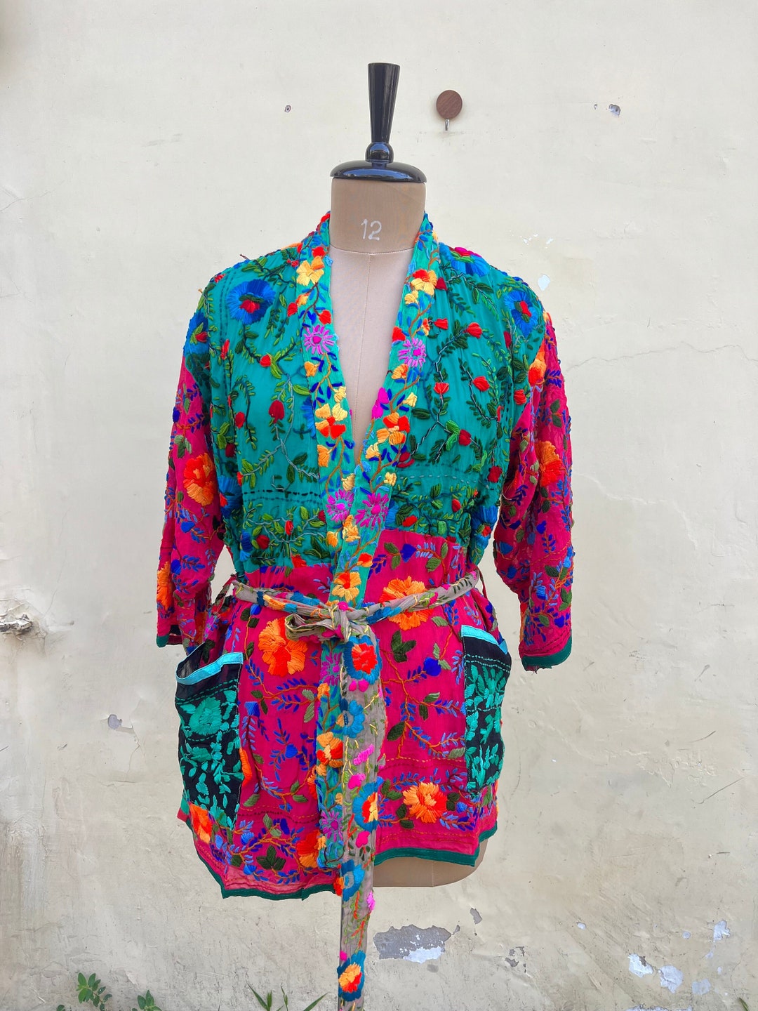 Handwork Kimono Robe, Fabulous Embroidery Kimono, Thread Work Kimono ...