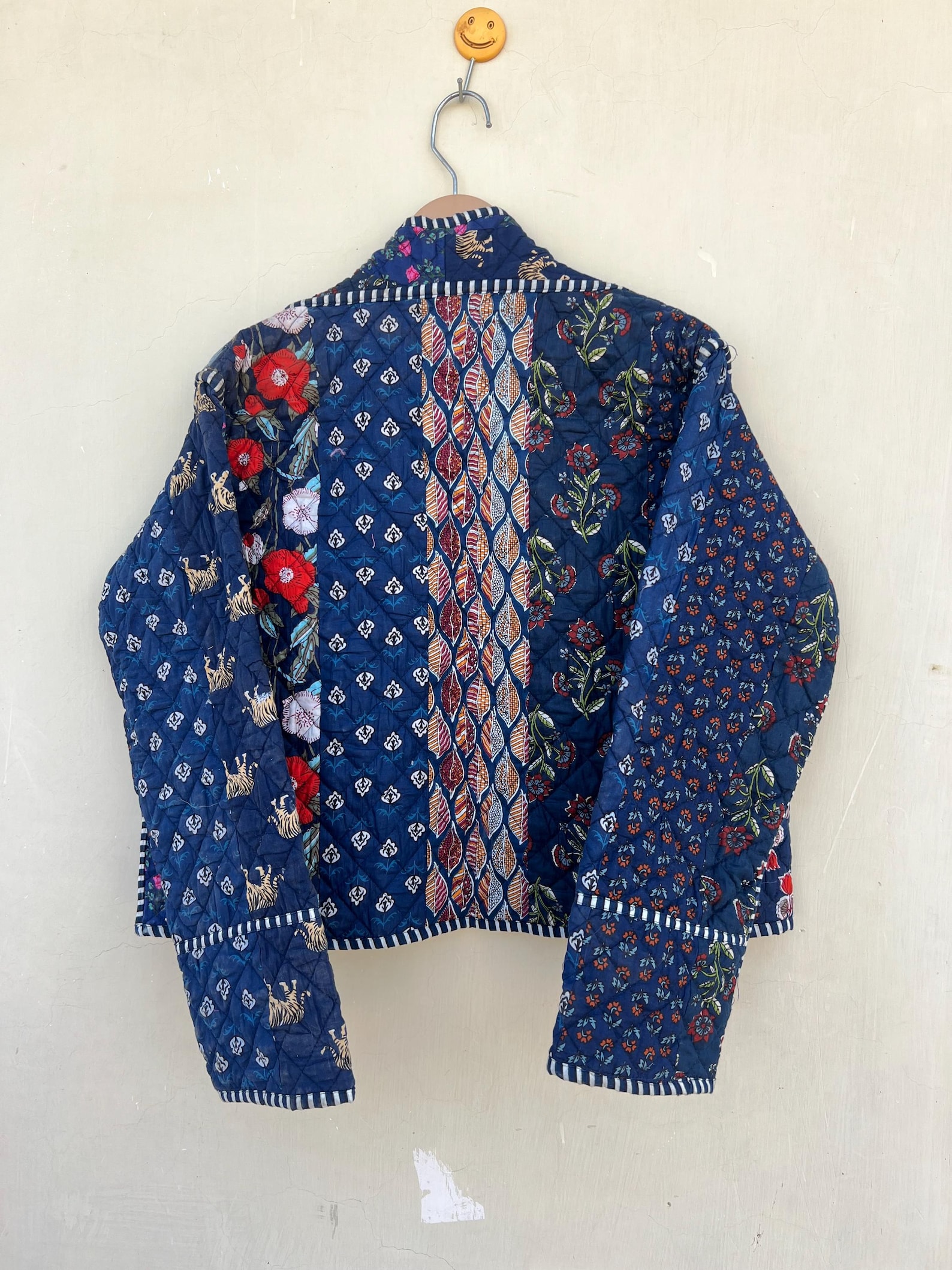Hand Block Print Kantha Quilted Jacket: Floral Cotton Boho Coat - Etsy