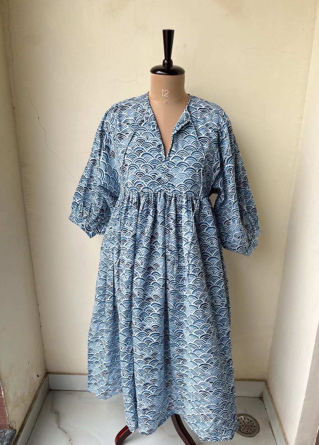Hand Block Print Kyra Midi Dress, Mini Dress, Bohemian Cotton Dress ...