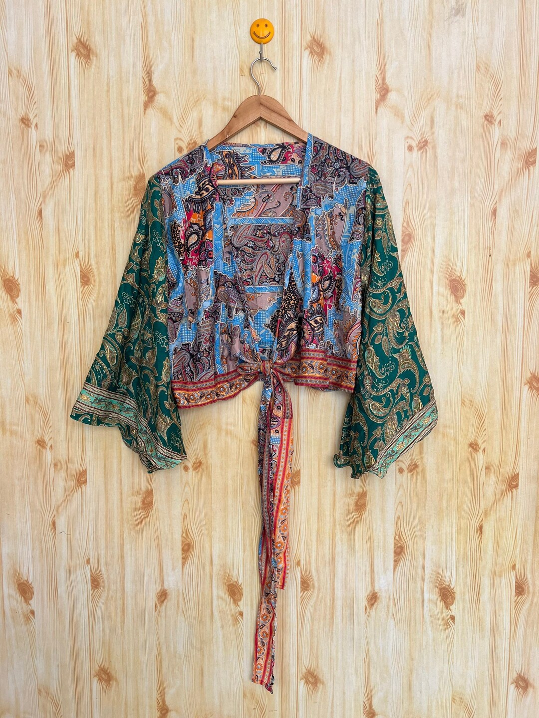 Long Sleeve 100% Pure Silk Crop Top for Women Front Tie Boho - Etsy