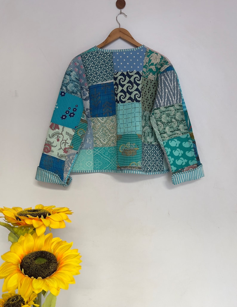 Cotton Quilted Jacket Women Wear Front Open Kimono Stripe - Etsy