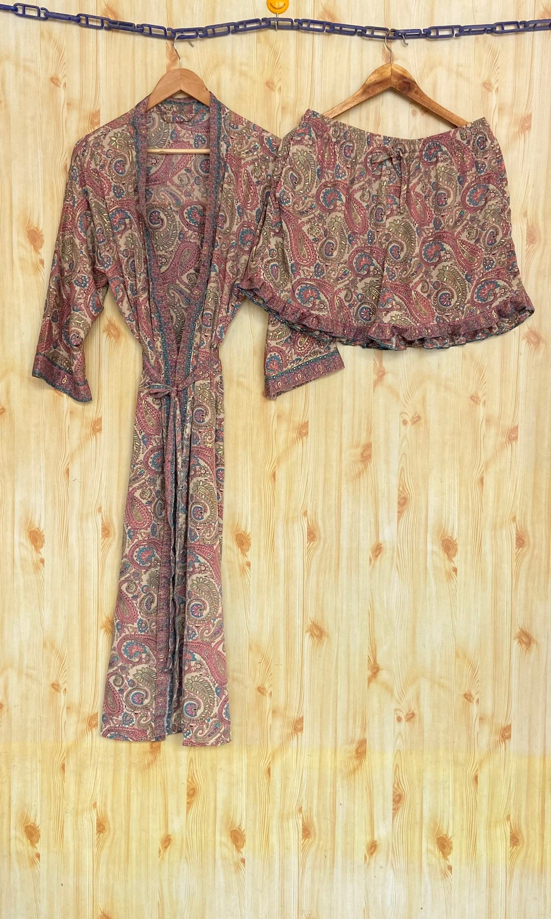 Fabulous Kimono Robe With Matching Shorts, Dressing Gown, Vintage Party ...