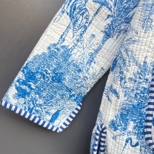 Blue and White Quilted Jacket Women Wear Stripe Piping Handmade Vintage ...