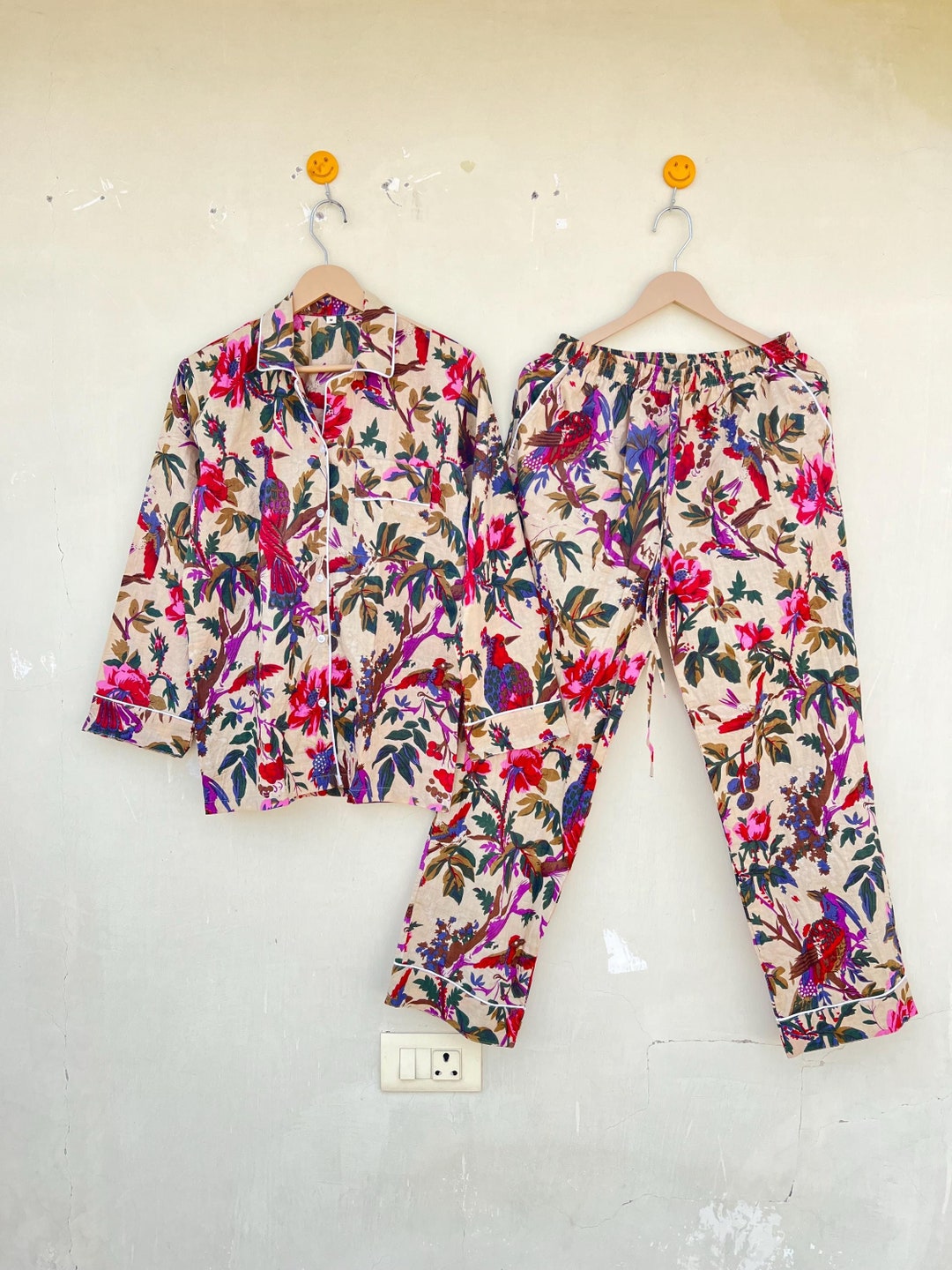 Indian Cotton Pajama Set: Women's Block Print Pjs - Etsy