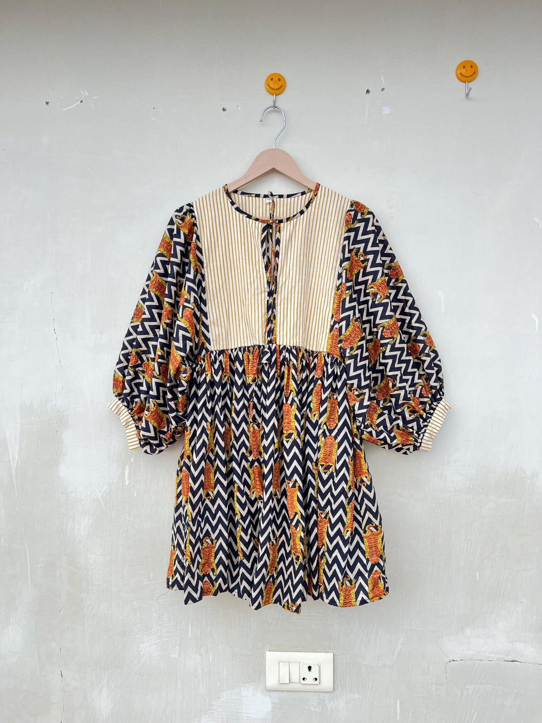 Handmade Block Printed Cotton Dress: Striped & Patterned Stylish Dress ...